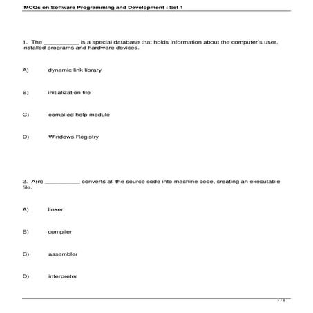 Mcqs on-software-programming-and-development--set-1 | PDF