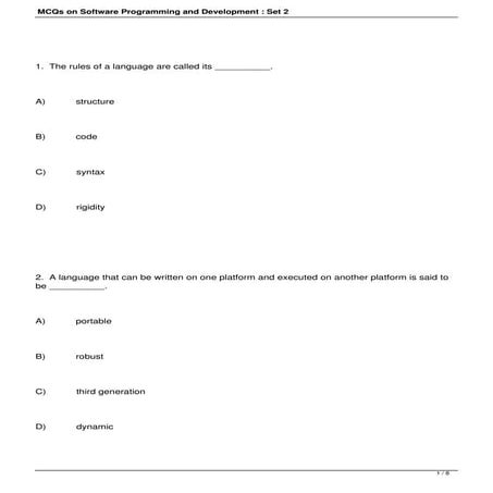 Mcqs on-software-programming-and-development--set-2 | PDF