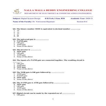 Mc qs for unit 1 | PDF