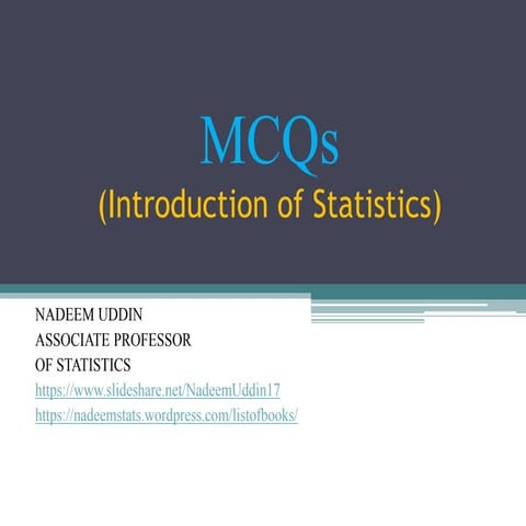 Mcqs Introduction Of Statistics Pptx Science 2859