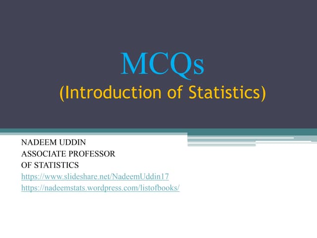Mcqs Introduction Of Statistics Pptx Science 2859