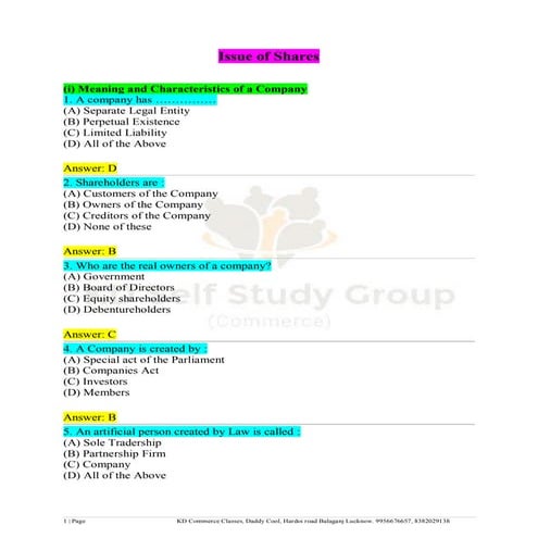 MCQs on Issue of Shares.pdf