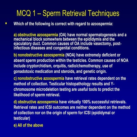 MCQ – Sperm Retrieval Techniques | PPTX