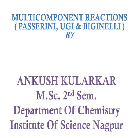 Multi Component Reactions | PDF