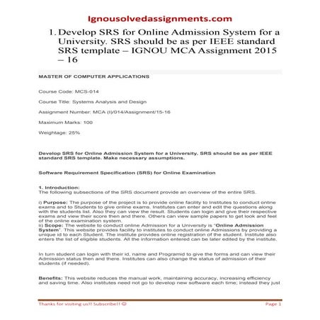 Mcs 014 solved assignment 2015-16 | PDF