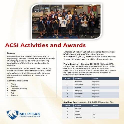 2020 ACSI Activities and Awards | PDF
