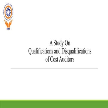 Qualification And Disqualification Of Cost Auditor | PPTX
