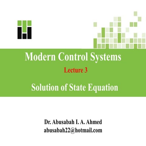 Modern ontrol Systems lecture for bachelor students | PDF