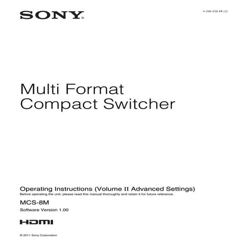 Sony MCS-8M operation manual | PDF