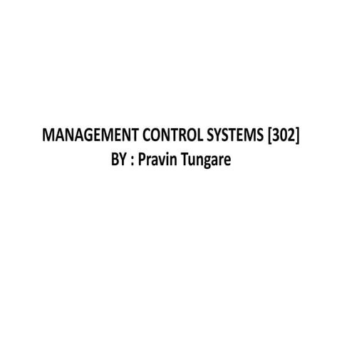 fundamentals of management control system | PPT