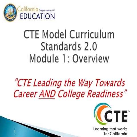 An Introduction to California's Newly Revised CTE MCS | PPTX