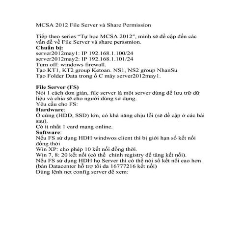 Mcsa 2012 file server và share permission | DOC