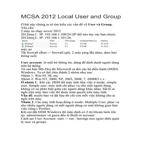 Mcsa 2012 local user and group | PDF