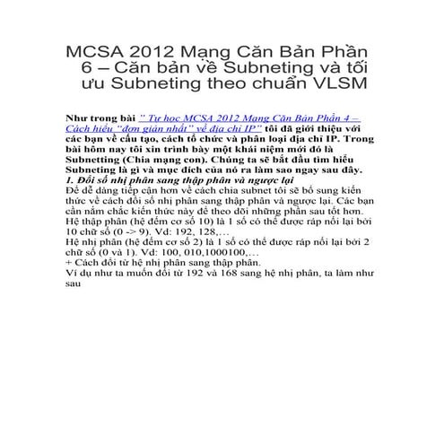 Mcsa 2012 mạng căn bản phần 6 | DOC