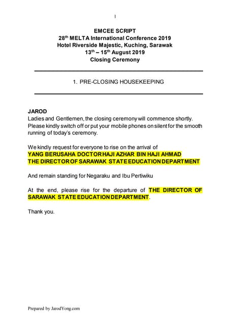 Master Of Ceremony Script Pdf