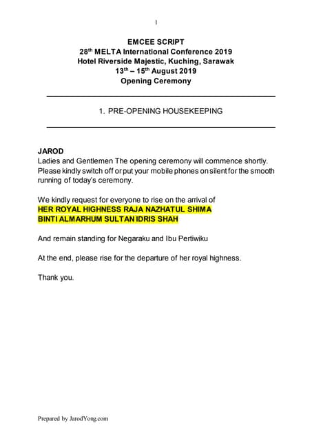 Example script for moderator | PPT