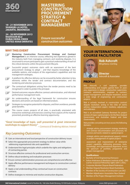 Mastering Construction Procurement Strategy and Contract Management | PDF Mastering Construction Procurement Strategy and Contract Management | PDF