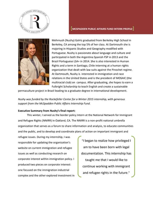 Sample Student Bio | PDF