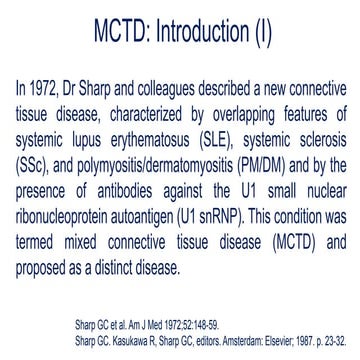 MCTD its introduction and further classification,according to criteria ...