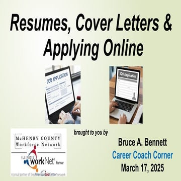Resumes, Cover Letters, and Applying Online | PPT