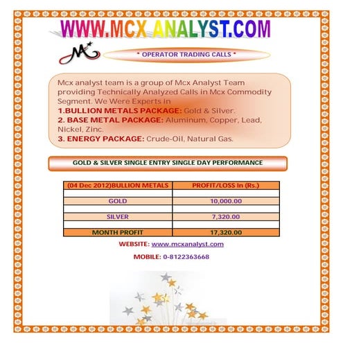 Mcx commodity single target tips | PDF