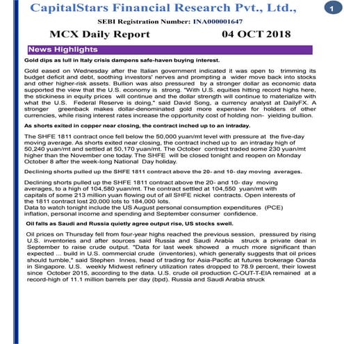 Mcx daily report 4 oct | PDF