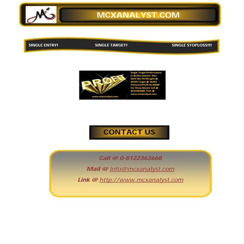 Mcx gold single target tips | PDF