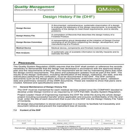 Md 002-design-history-file-dhf-sop-2.0 | PDF