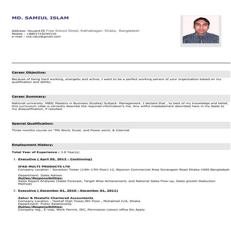 Md. samiul islam_cv | DOC
