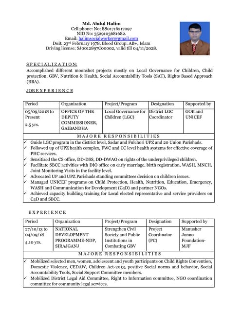 sabir updated c.v | DOCX | Parenting | Family and Relationships