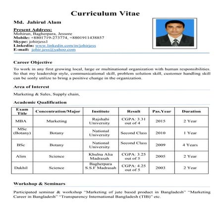 Md. jahirul alam curriculamn vitae | PDF