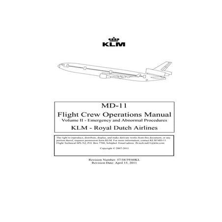 MD11 Flight Crew Operating Manualvol.2A rev.60 KLM | PDF