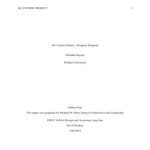 MD8Assgn: A8: Course Project—Program Proposal | PDF | Adult Education ...