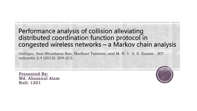 Performance Analysis Of Collision Alleviating Distributed Coordination