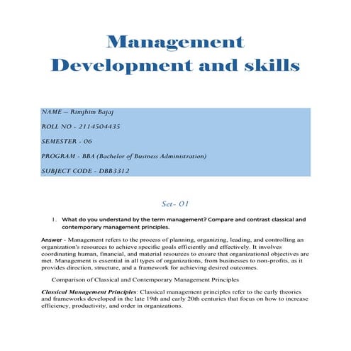 Management Concepts Multiple Choice Questions (MCQ) | PDF