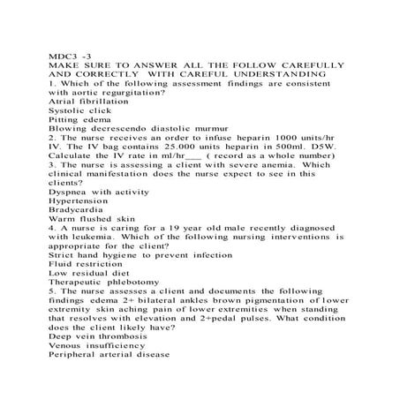 MDC3 -3MAKE SURE TO ANSWER ALL THE FOLLOW CAREFULLY AND CORRECTL | PDF