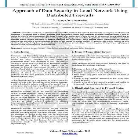 Approach Of Data Security In Local Network Using Distributed Firewalls Pdf
