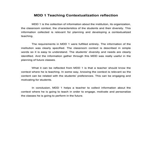 Mdd 1 Teaching Contextualization Pdf
