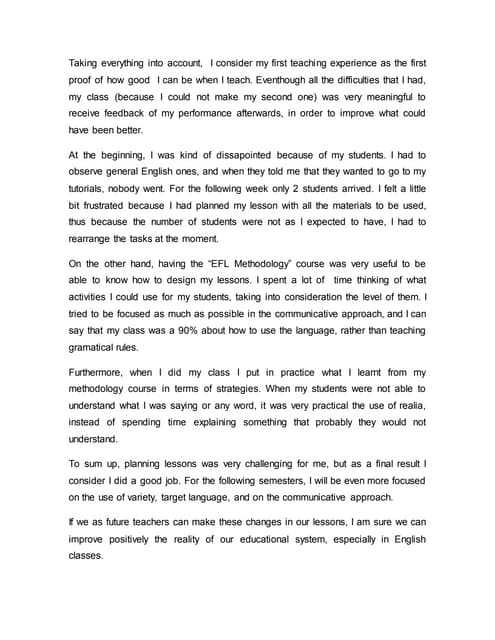 Reflection on primary practicum period 2018 | DOCX