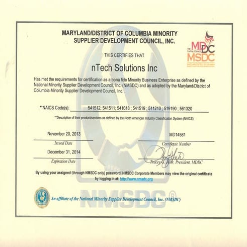 MDDC Certificate 2014 | PPT