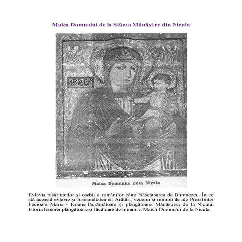 Maica Domnului de la Sfânta Mănăstire din Nicula | PDF