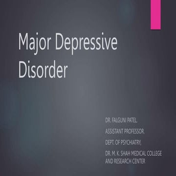 major depressive disorder detailed presentation | PPT