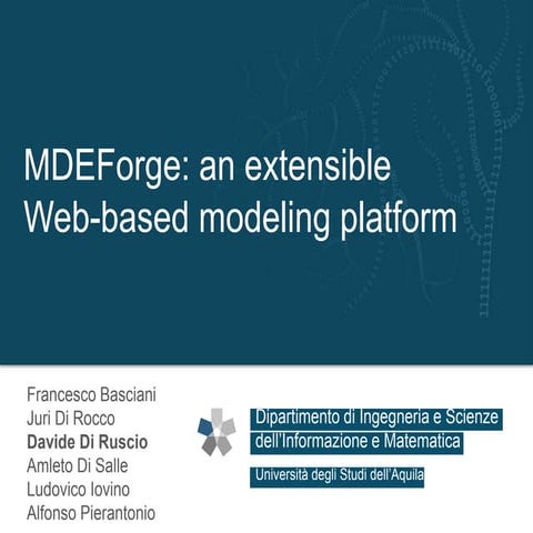 MDEForge: an extensible Web-based modeling platform | PPTX | Graphics Software | Computer ...