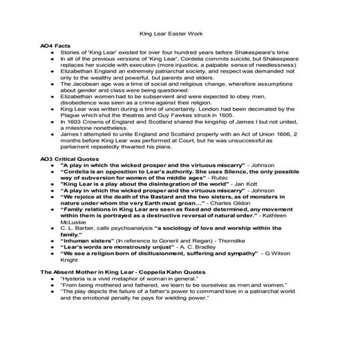 King Lear Critical Quotes | DOCX