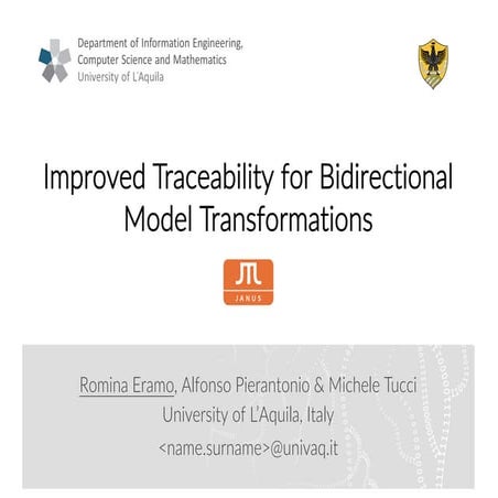 Improved Traceability For Bidirectional Model Transformations Mdetools2018 Ppt