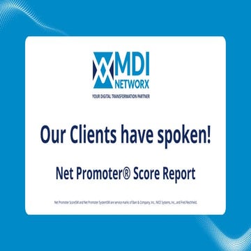 MDI NetworX Announces Excellent Net Promoter Score - 2023 | PDF