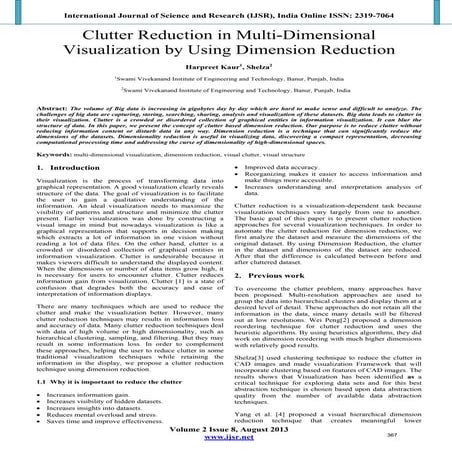 Clutter Reduction In Multi Dimensional Visualization By Using Dimension Reduction Pdf