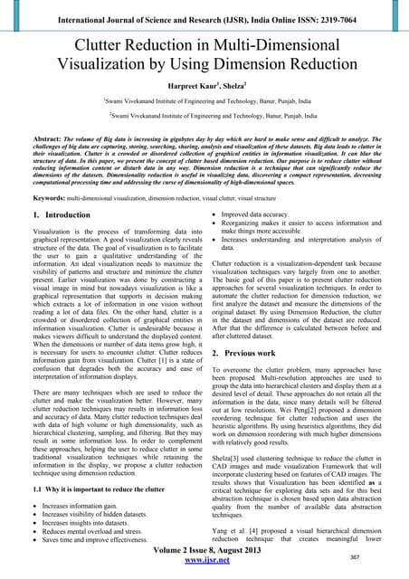 Clutter Reduction In Multi Dimensional Visualization By Using Dimension Reduction Pdf