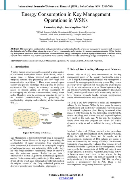 Energy Consumption In Key Management Operations In Wsns Pdf