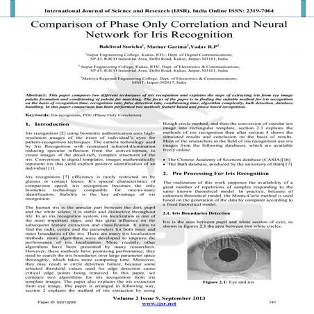 Comparison Of Phase Only Correlation And Neural Network For Iris Recognition Pdf